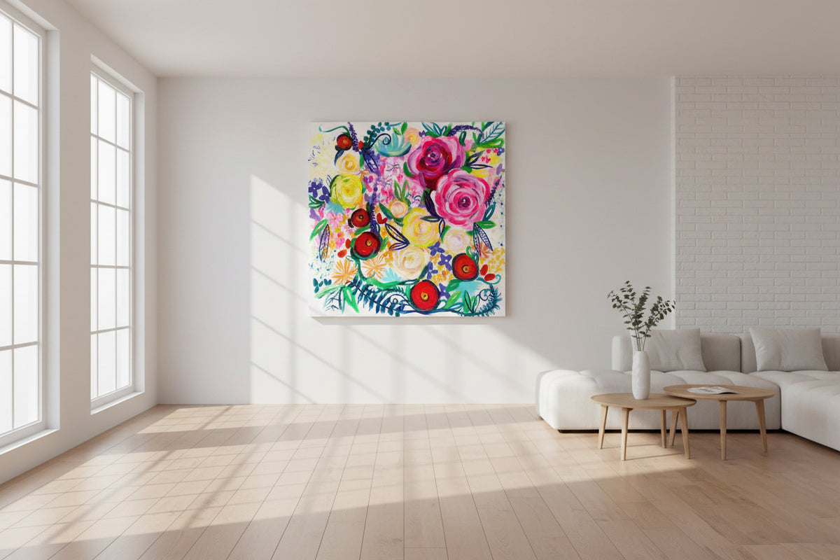 Vibrant Floral Painting on Canvas – The Artwerks